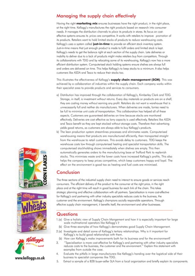 Kellogg%27s supply chain from manufacturing to shelf | PDF | Logistics ...
