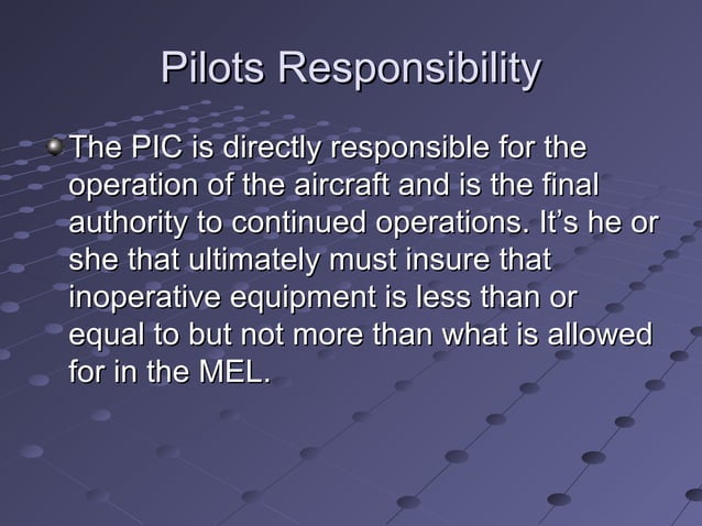 Kellogg Company Aviation MEL Training Power Point | PPT