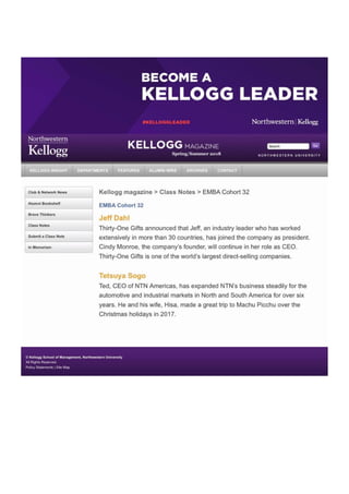 Kellogg Leader: New Branding Campaign of Kellogg School | PDF