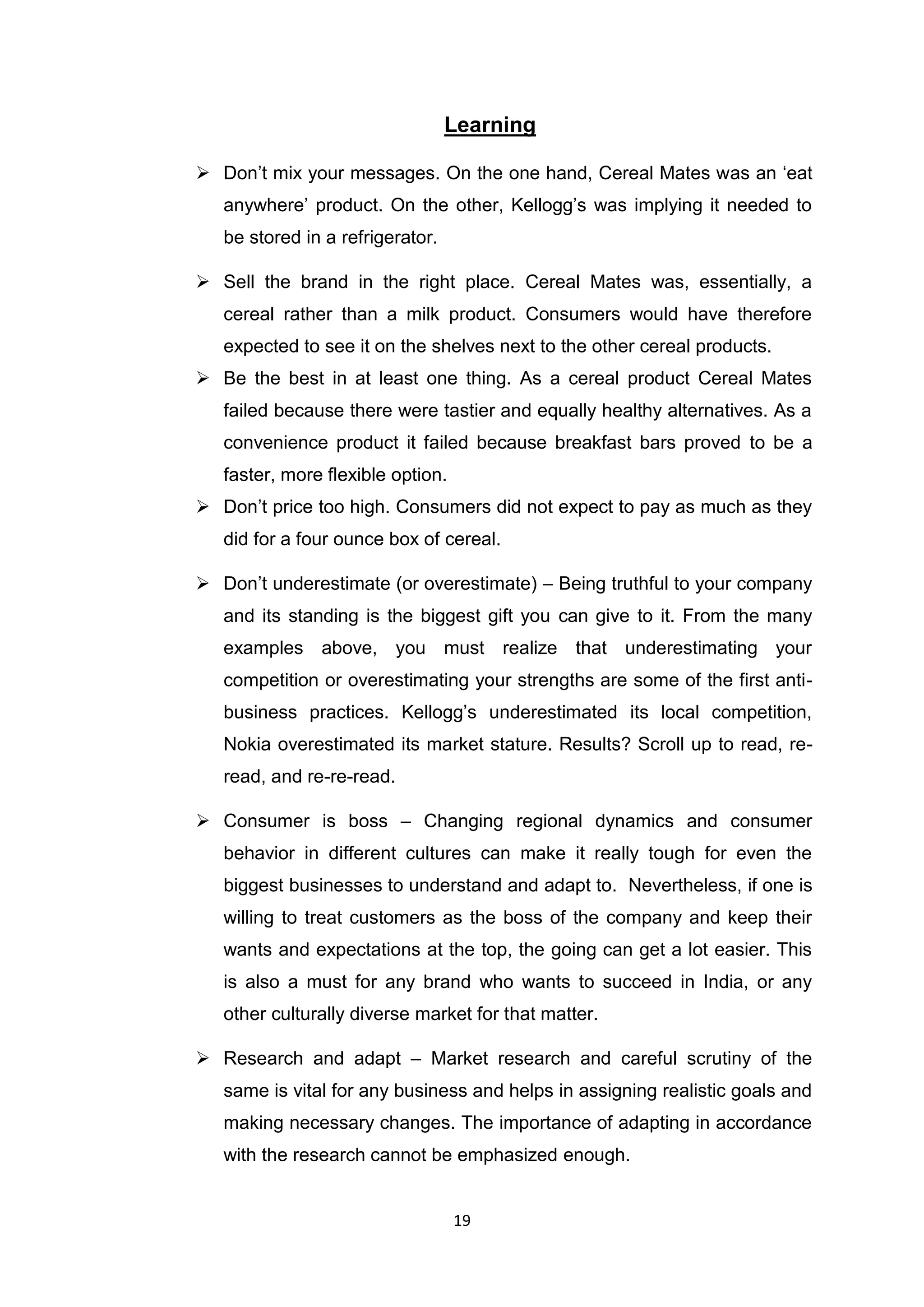 Kellogs failed in india. | PDF