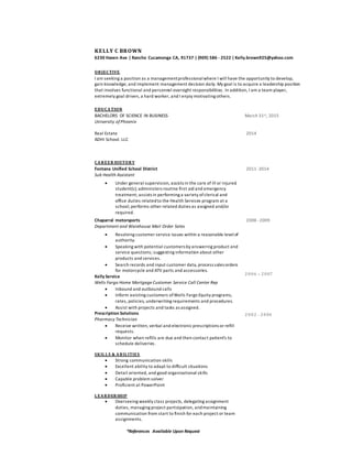 Kelly c brown resume 4 | DOCX | Business | Business and Finance