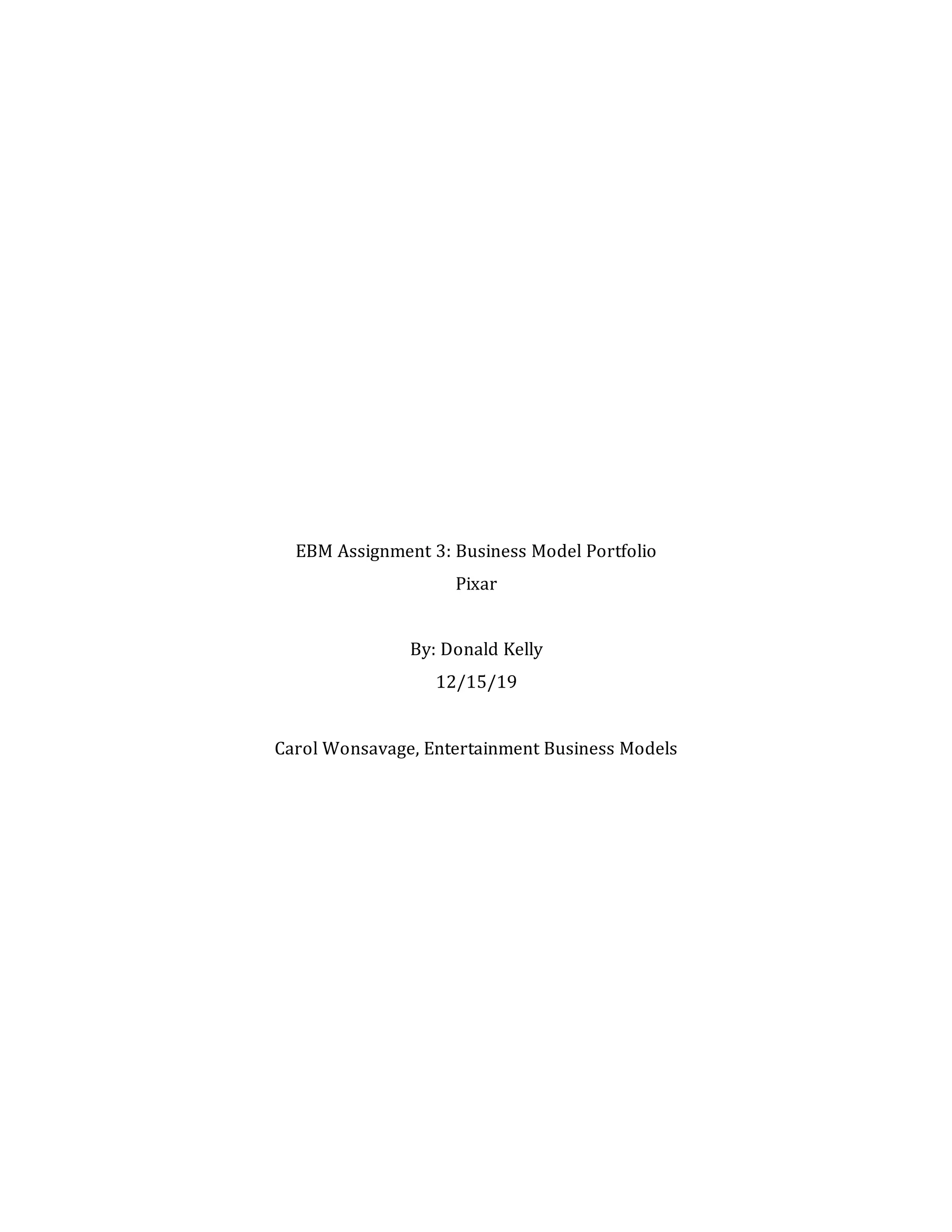 Business Model for Pixar | DOCX