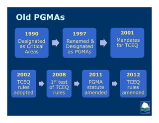 PGMA Process and TCEQ's Role in Groundwater, Kelly Mills | PDF