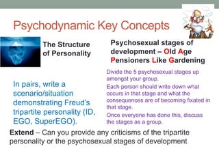 Psychology A-level - psychodynamic & humanism | PPTX