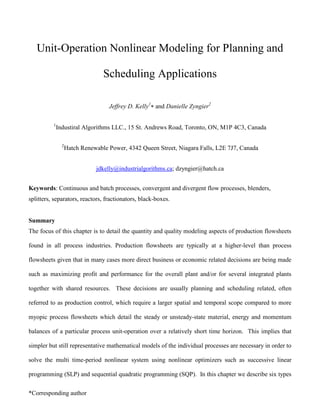 Unit-Operation Nonlinear Modeling for Planning and Scheduling Applications | PDF