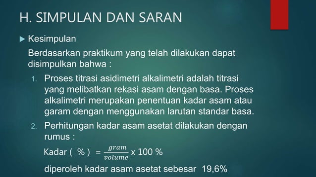 Kelompok 2 prak-ask PENENTUAN KADAR ASAM ASETAT PADA CUKA PASAR ...