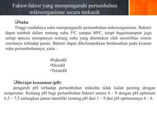 Respon dan Pola Pertumbuhan Mikroorganisme Terhadap Faktor Mekanik | PPT