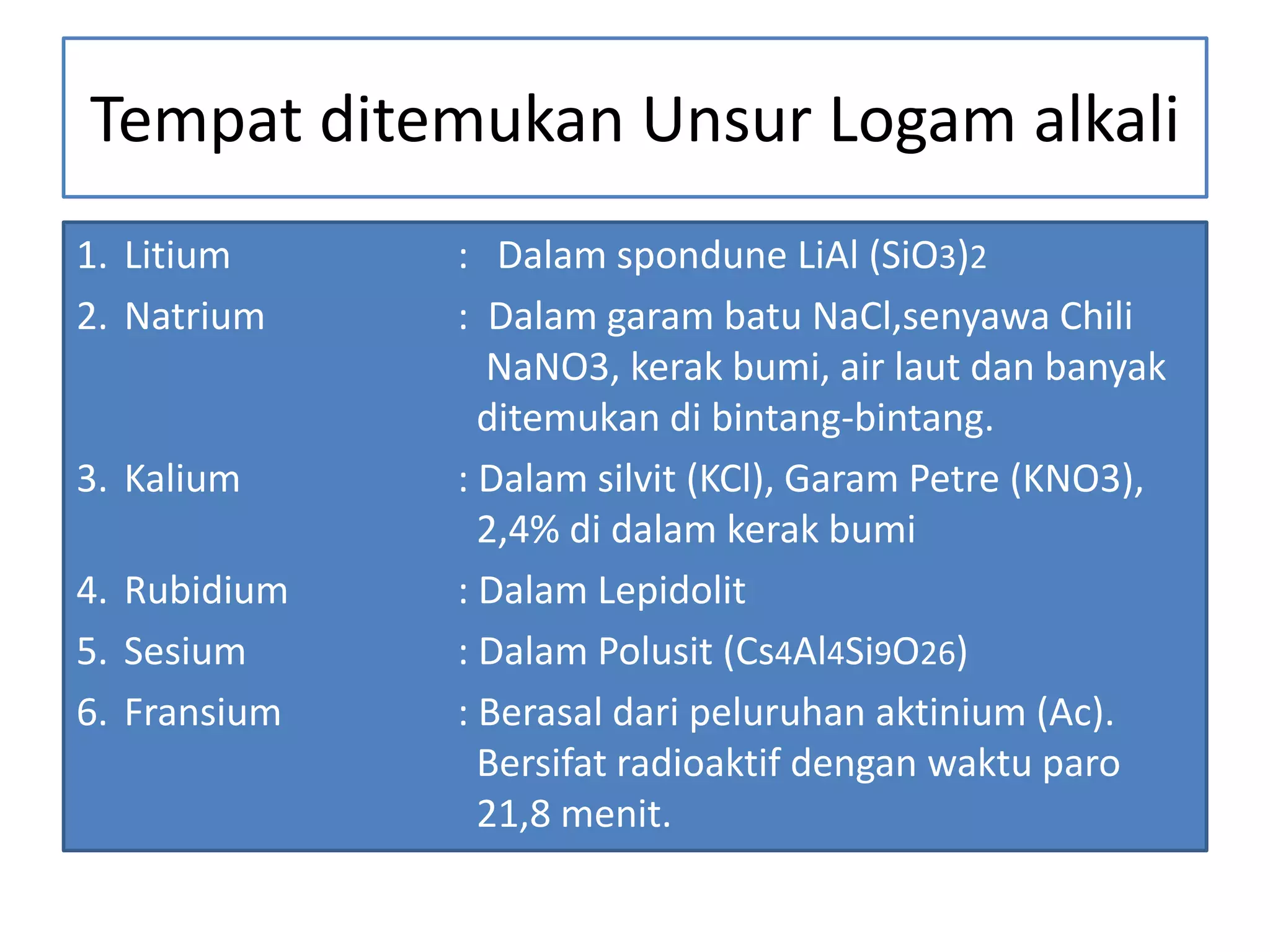 kimia unsur logam alkali | PPTX