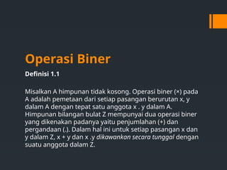 Teori group, operasi aljabar dan groupoid | PPTX