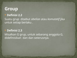 Teori group, operasi aljabar dan groupoid | PPTX