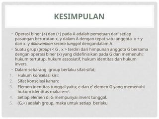 Teori group, operasi aljabar dan groupoid | PPTX