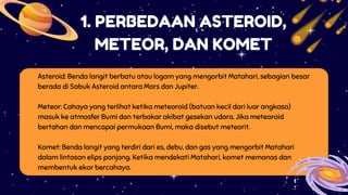 sejarah kejadian asteroid, meteor, dan komet | PDF
