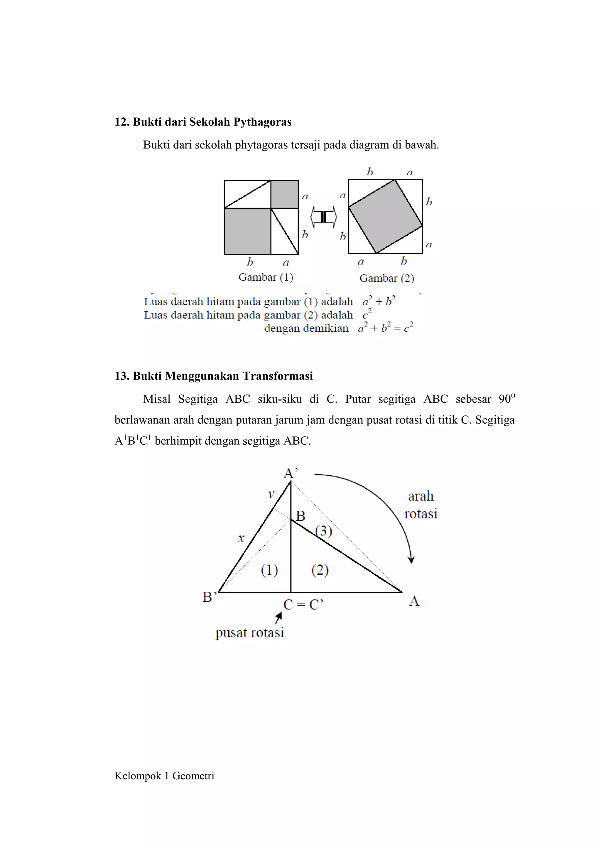 20 Pembuktian Teorema Pythagoras oleh Kelompok 1 | PDF