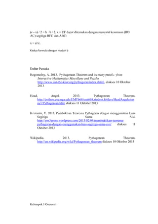 20 Pembuktian Teorema Pythagoras oleh Kelompok 1 | PDF