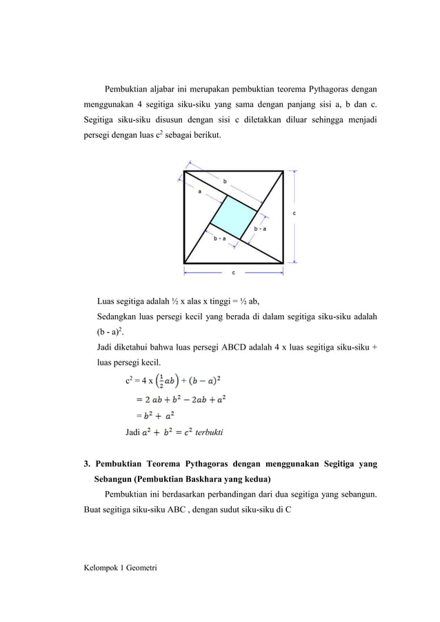 20 Pembuktian Teorema Pythagoras oleh Kelompok 1 | PDF