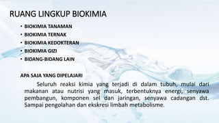 Kelompok 1 pengantar biokimia dan biomolekul | PPTX