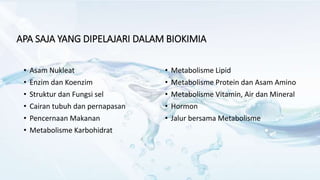 Kelompok 1 pengantar biokimia dan biomolekul | PPT