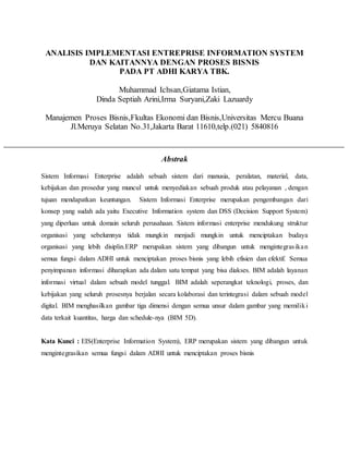 Kelompok 10 mpb tugas 10_analisis implementasi entreprise information system dan kaitannya ...
