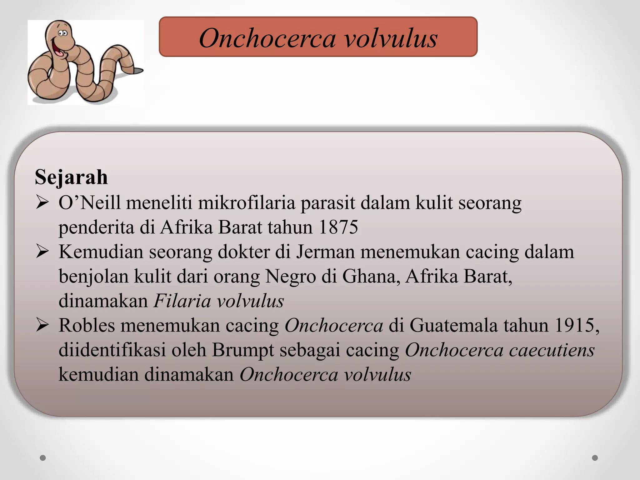 Parasitologi Loa-Loa, Ochocerca volvulus dan Dracunculus medinensis | PPTX