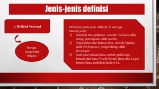 PENGERTIAN, DEFINISI, DAN PENYUSUNAN DEFINISI | PPTX