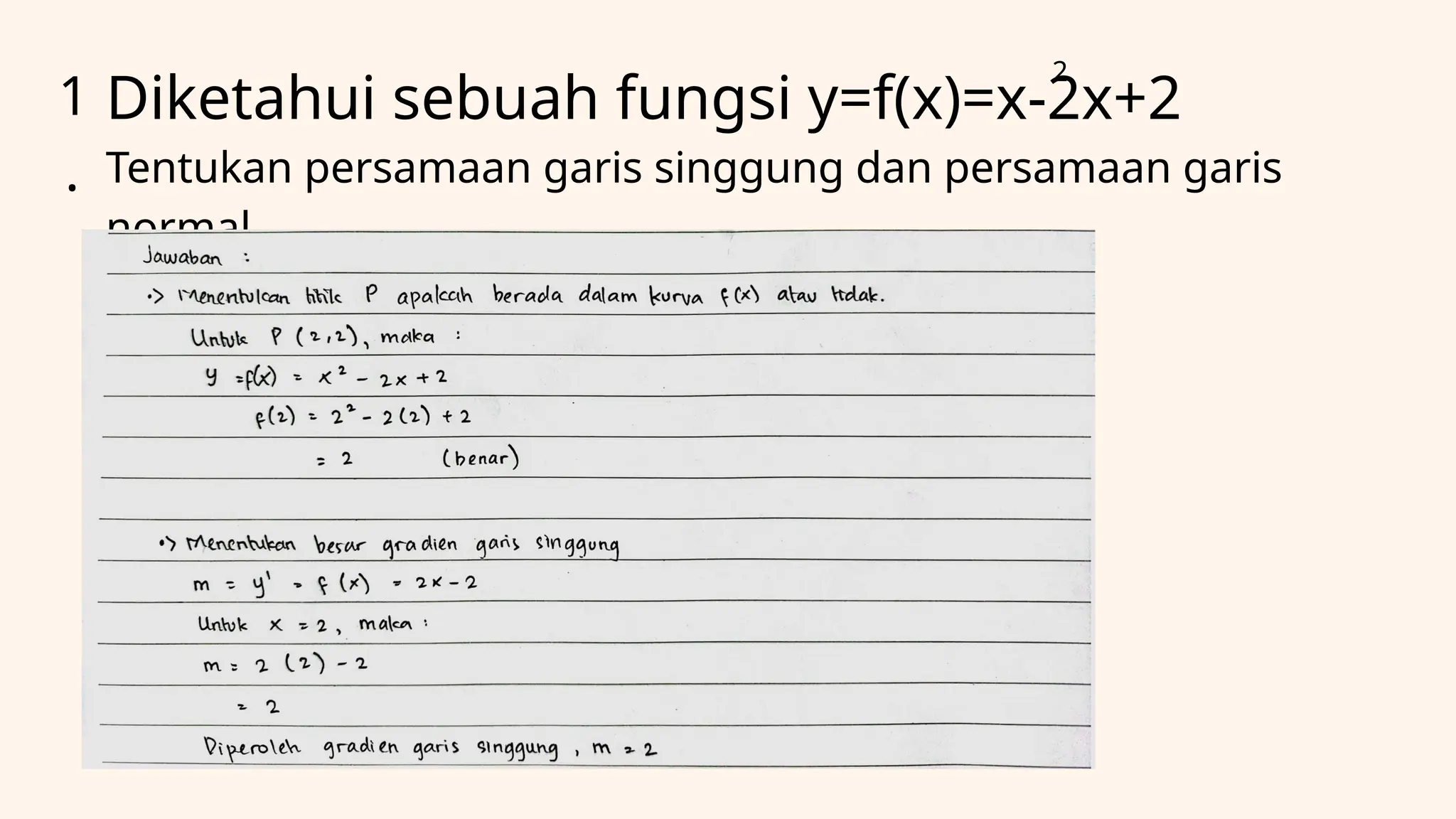 Kalkulus Persamaan Garis Singgung, Persamaan Garis Normal, dan ...