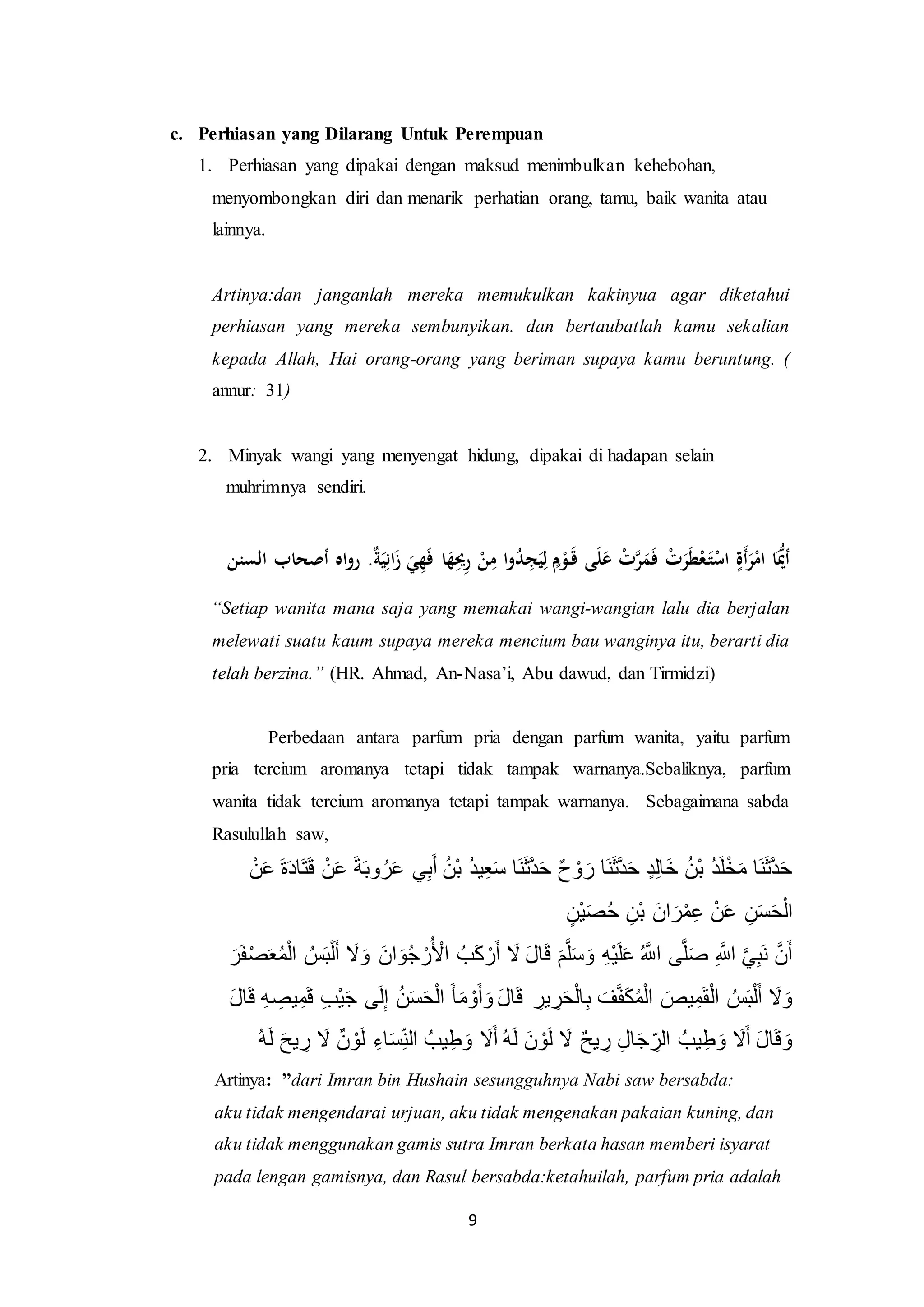 Contoh Makalah Hadis Pakaian dan Perhiasan | DOCX