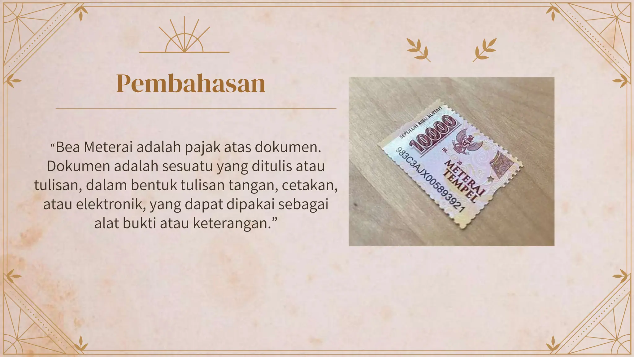 Dasar Hukum Bea Materai dan Akibat HUkum | PPTX