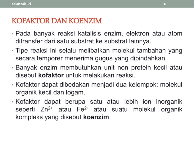PPT ENZIM, KOENZIM, KOFACTOR ENZIM DAN LOGAN, INHIBITOR ENZIM DAN | PPTX