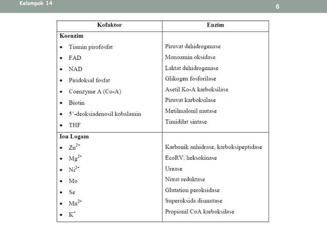 PPT ENZIM, KOENZIM, KOFACTOR ENZIM DAN LOGAN, INHIBITOR ENZIM DAN | PPTX