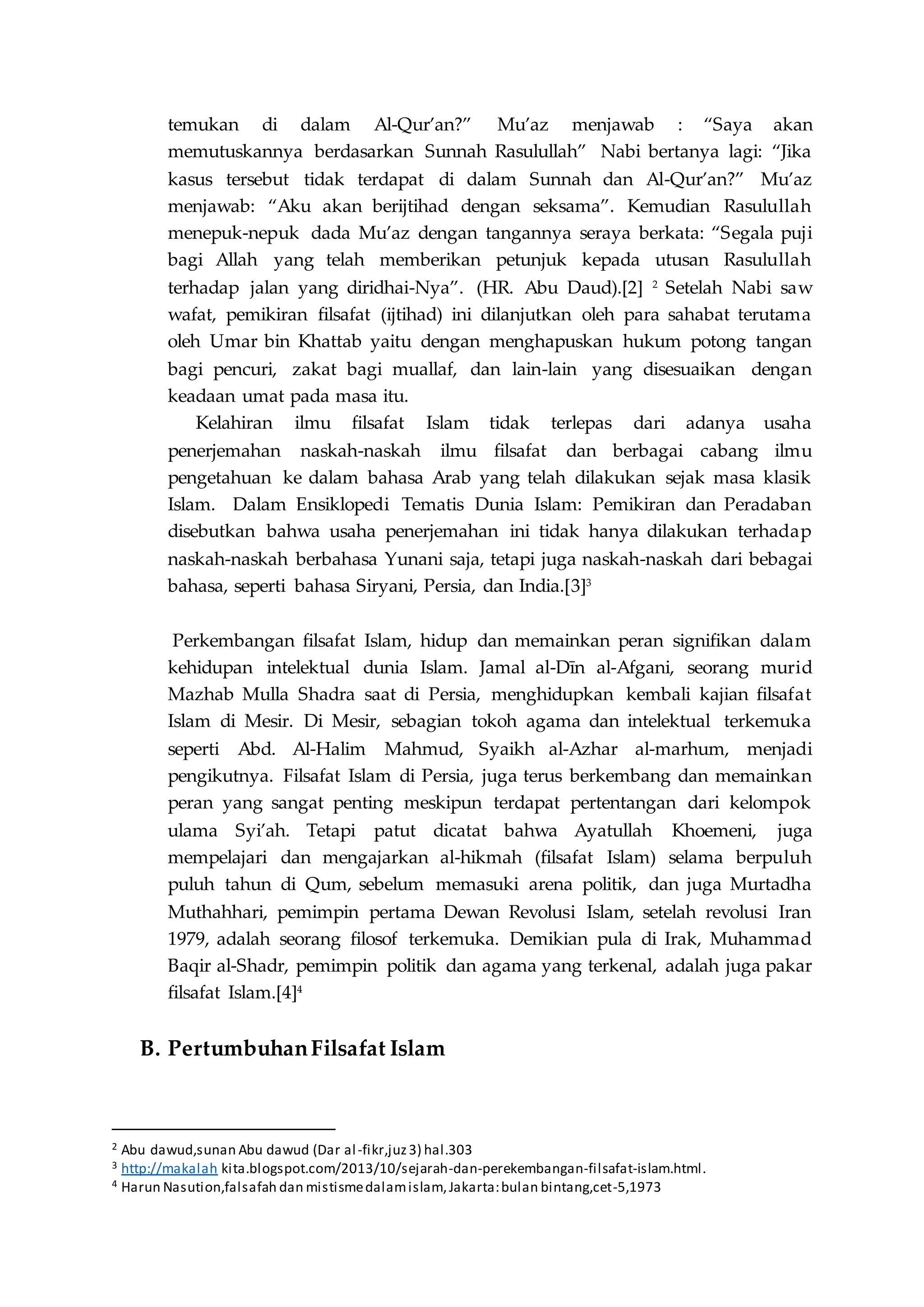 Sejarah Pertumbuhan dan Perkembangan Filsafat Hukum Islam | DOCX
