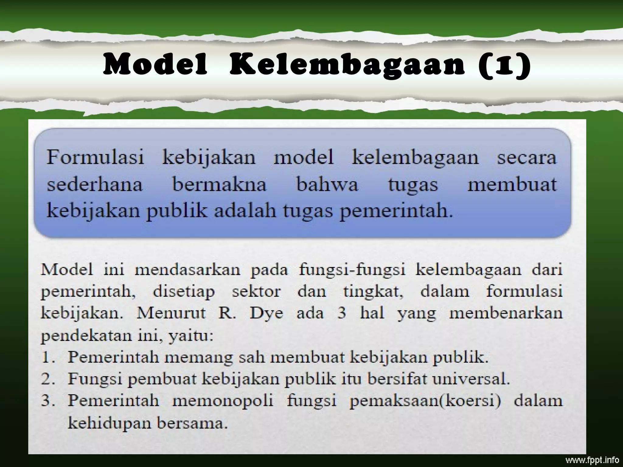 Model Formulasi Kebijakan | PPT