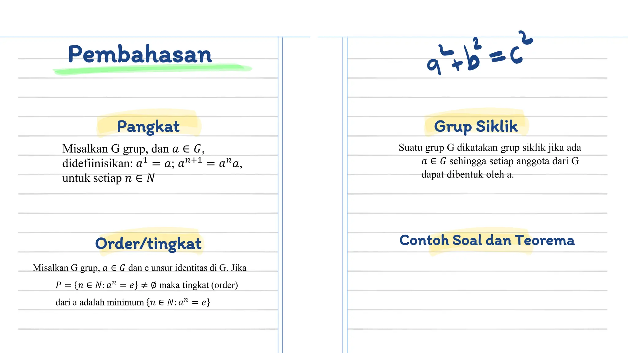 MATEMATIKANLANJUT, GRUP SIKLIK (CONTOH SOAL DAN TEOREMA) | PPTX