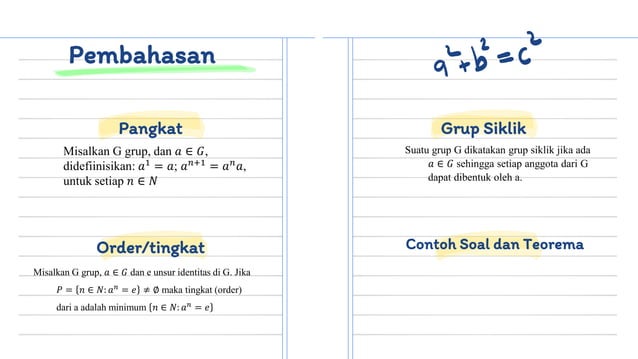 MATEMATIKANLANJUT, GRUP SIKLIK (CONTOH SOAL DAN TEOREMA) | PPTX