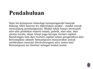Kelompok 1 : Modal Sosial (Social Capital); Azalea Dya Ramadhanti | PPTX