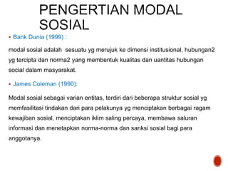 Kelompok 1 : Modal Sosial (Social Capital); Azalea Dya Ramadhanti | PPTX