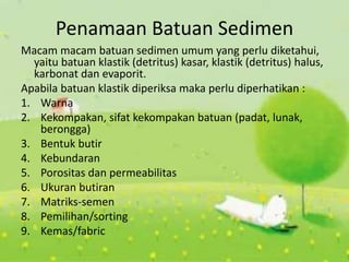 Sistem Pengangkutan dan Pengendapan Batuan Sedimen | PPTX
