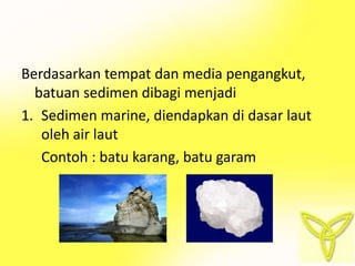Sistem Pengangkutan dan Pengendapan Batuan Sedimen | PPTX