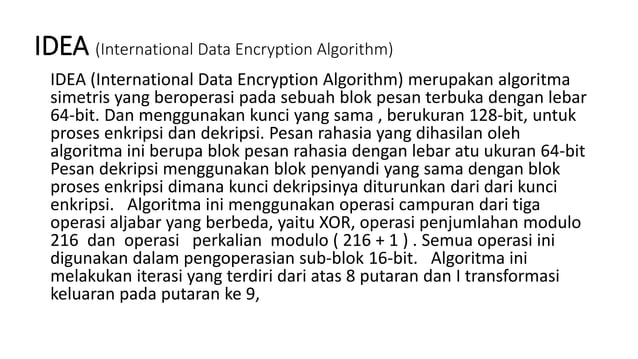 international data encryption Algoritm (IDEA) and RC-4 | PPT