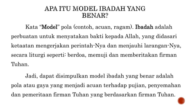 Model Ibadah yang Benar | PPT