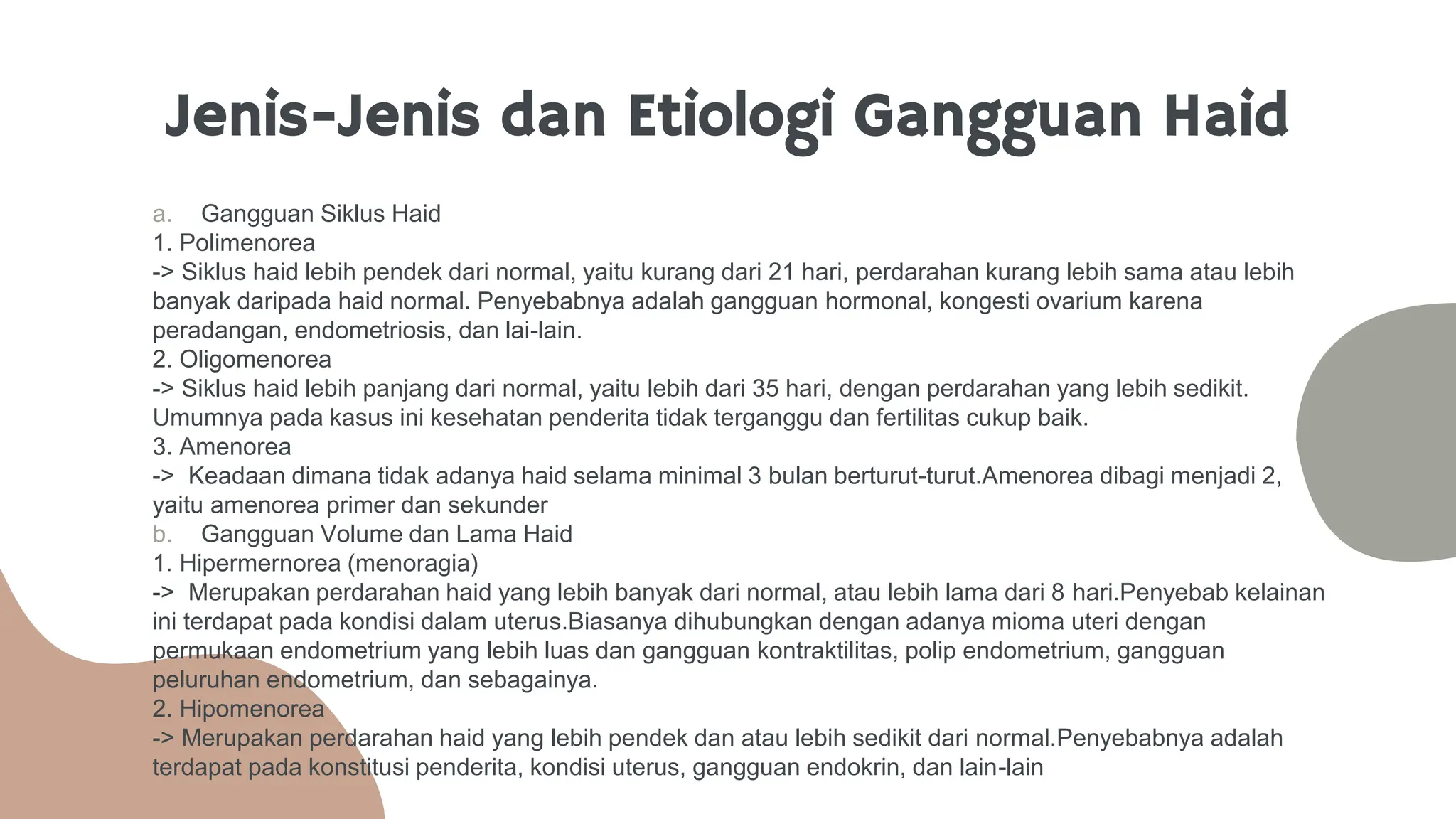 gangguan haid dan jenis jenis nya serta tataklaksana | PPTX