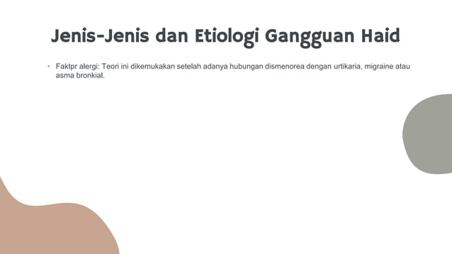 gangguan haid dan jenis jenis nya serta tataklaksana | PPTX