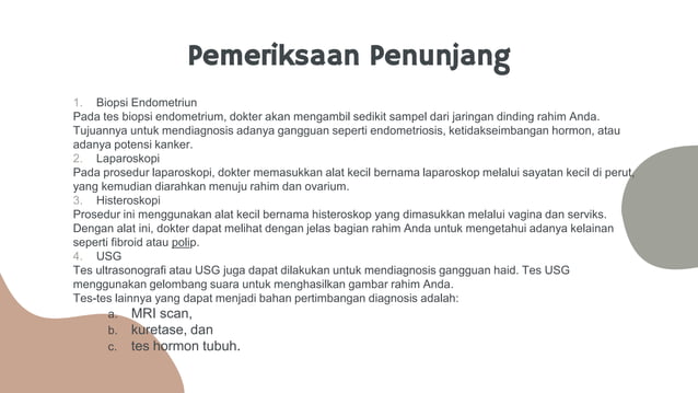 gangguan haid dan jenis jenis nya serta tataklaksana | PPTX