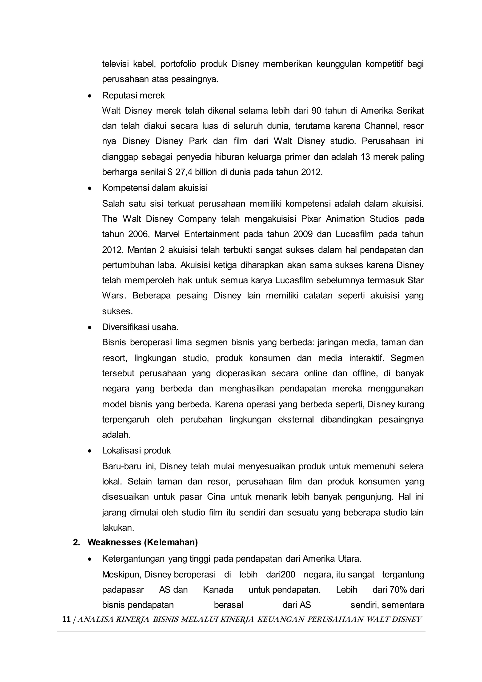 Kelompok 2 makalah analisa kinerja bisnis perusahaan walt disney | DOCX