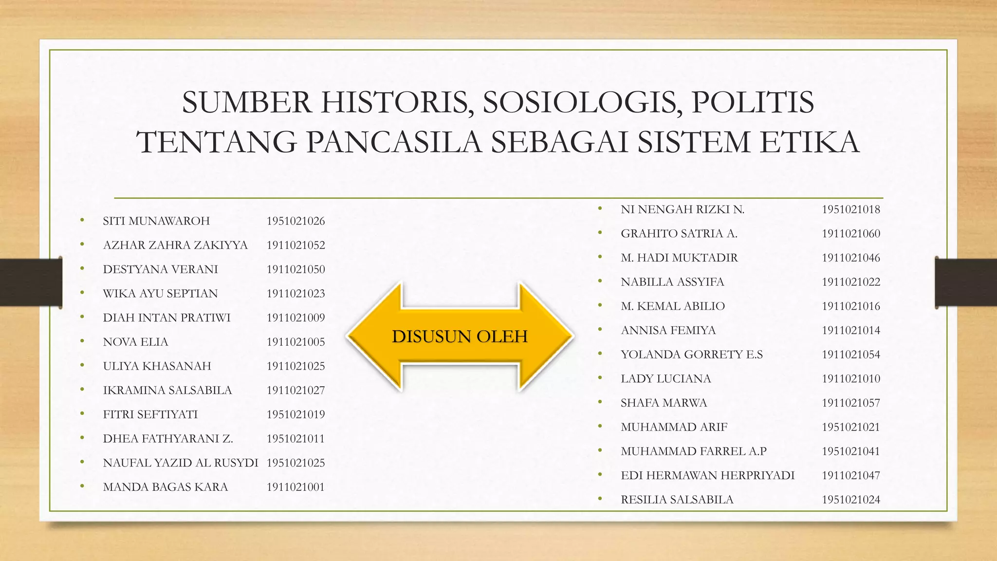 Sumber Historis, Sosiologis, Politis Pancasila sebagai Sistem Etika | PPTX