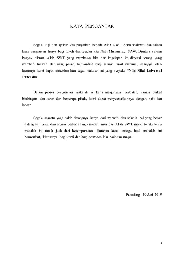Nilai Nilai Universal Pancasila | DOCX