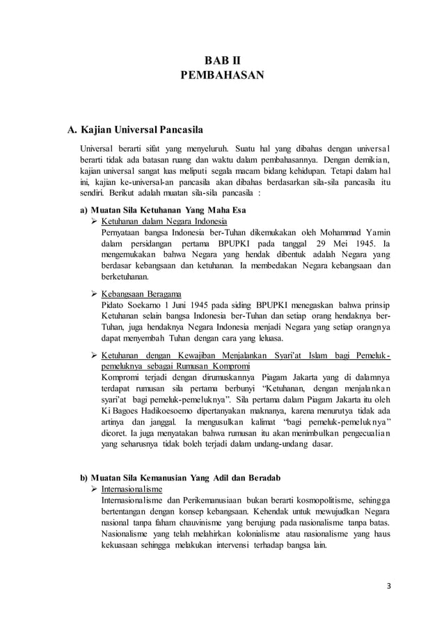 Nilai Nilai Universal Pancasila | DOCX