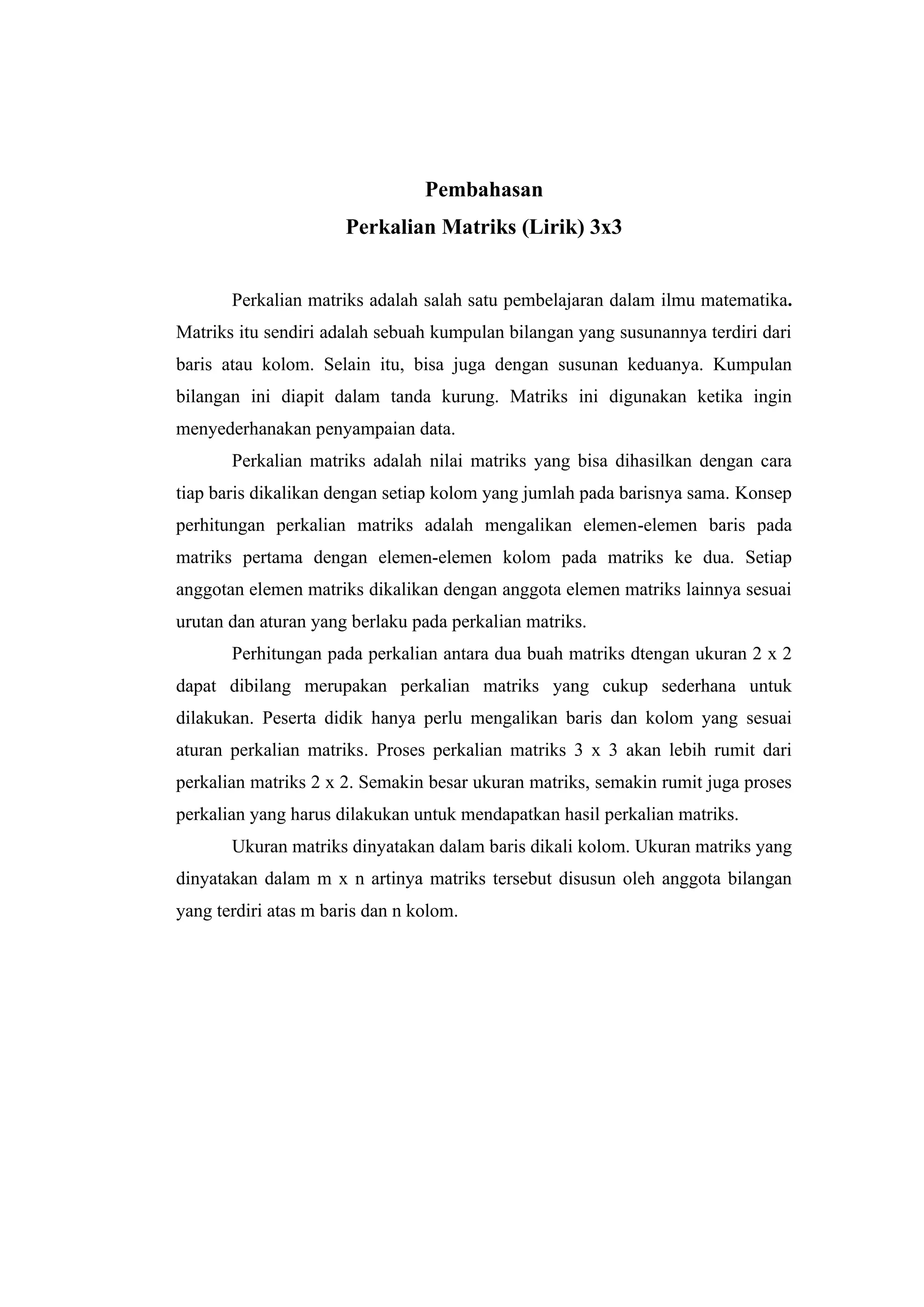 Kelompok 2 perkalian matriks (lirik) 3x3 | PDF