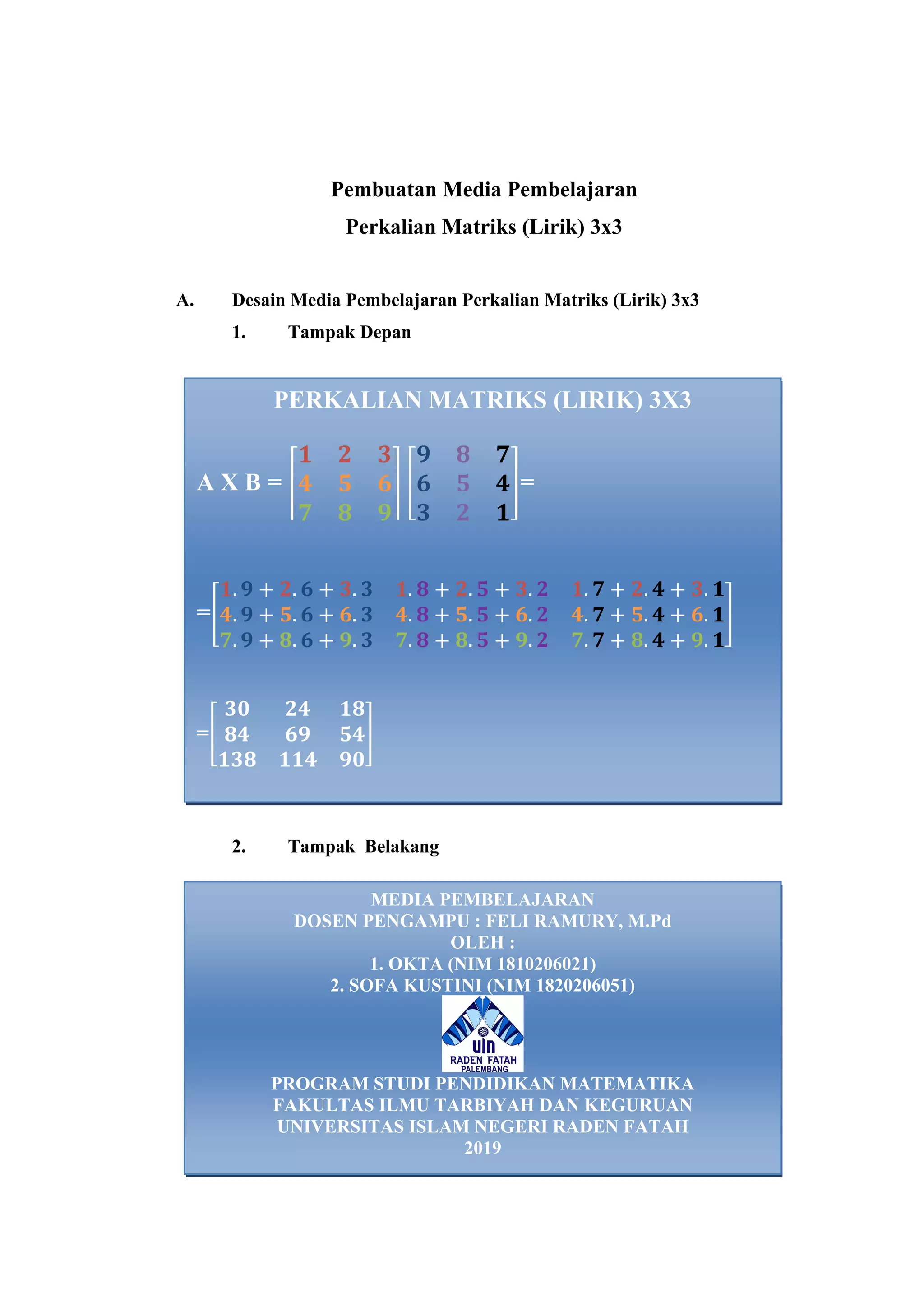 Kelompok 2 perkalian matriks (lirik) 3x3 | PDF