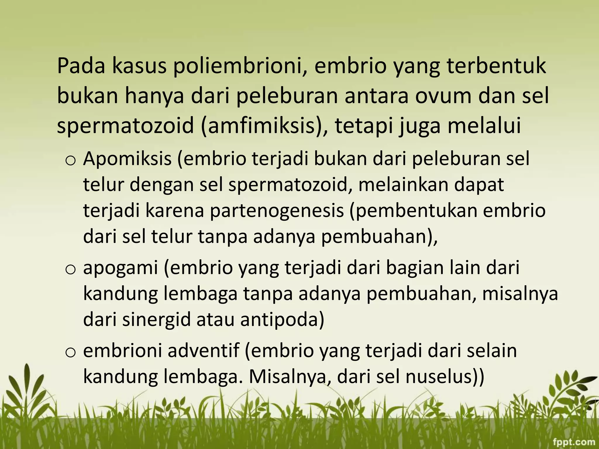 PPT Embriologi Tumbuhan - Perkembangan Embrio dan Biji | PPTX