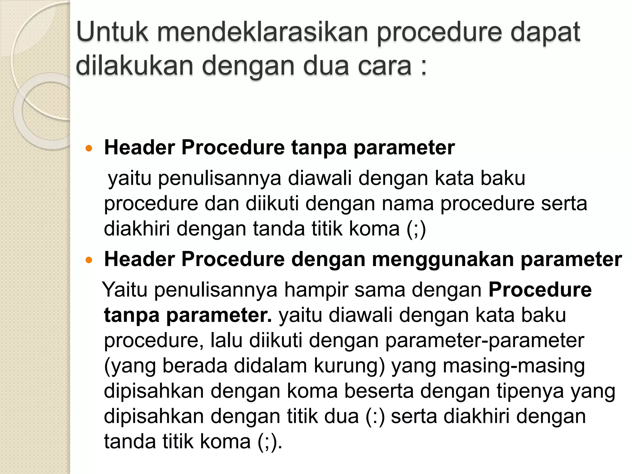 Procedure dalam pascal | PPTX